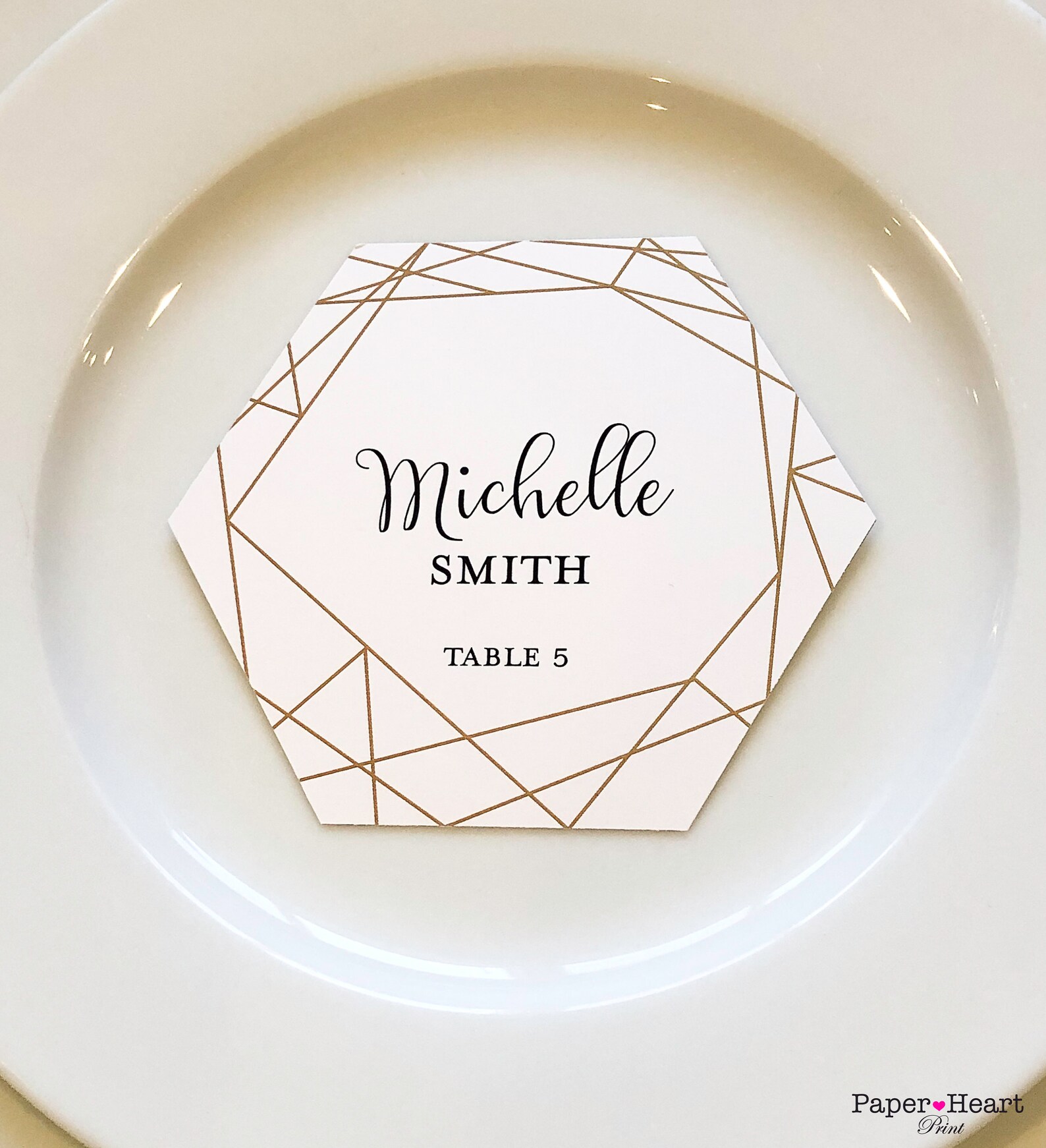 Hex Hexagon Geometric Modern White Gold Design Script Text - Etsy