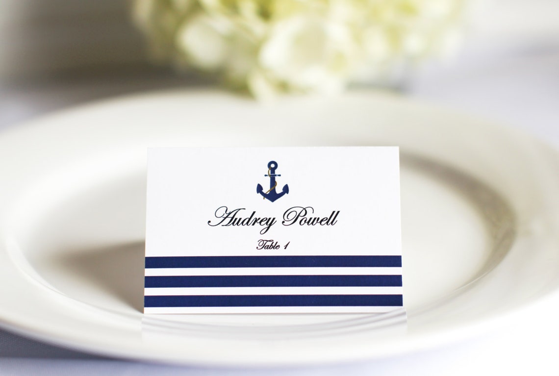 Nautical Anchor Design Wedding Custom Customize Place Cards Simple ...