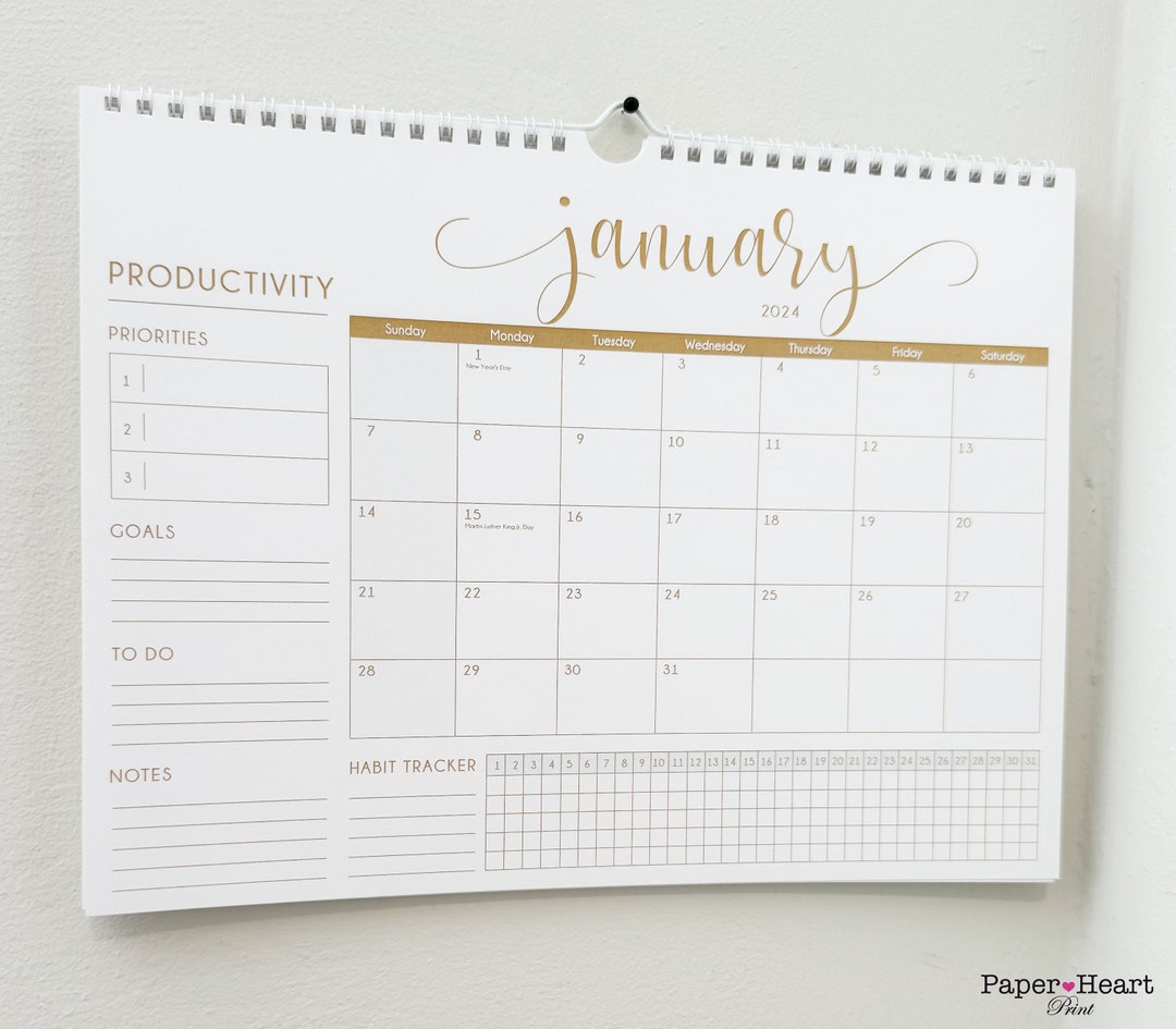 2024 Calendar, Wall Hanging Monthly Calendar 2024 Productivity Monthly ...