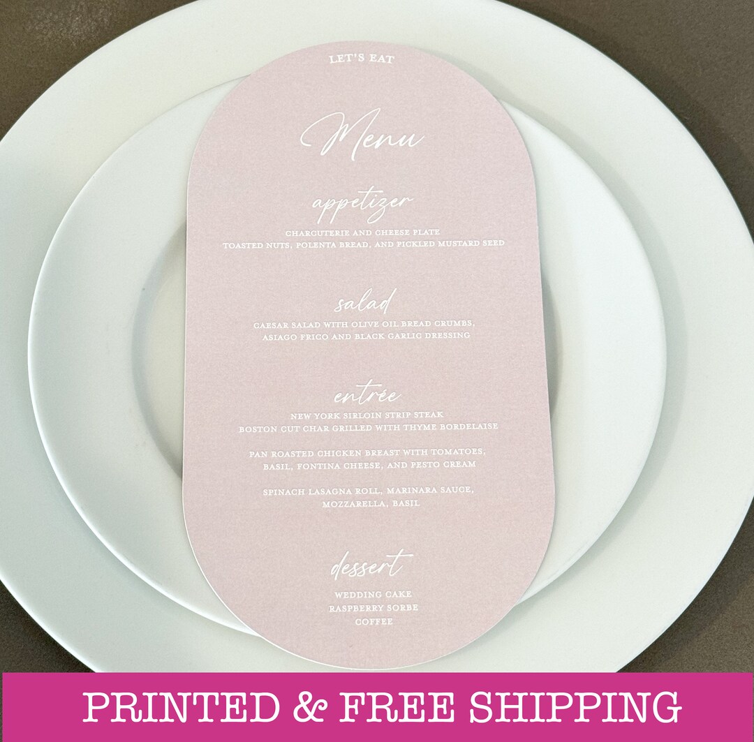 Menu Pill Shape Menu Program for Reception Custom Wedding, Menu Printed ...