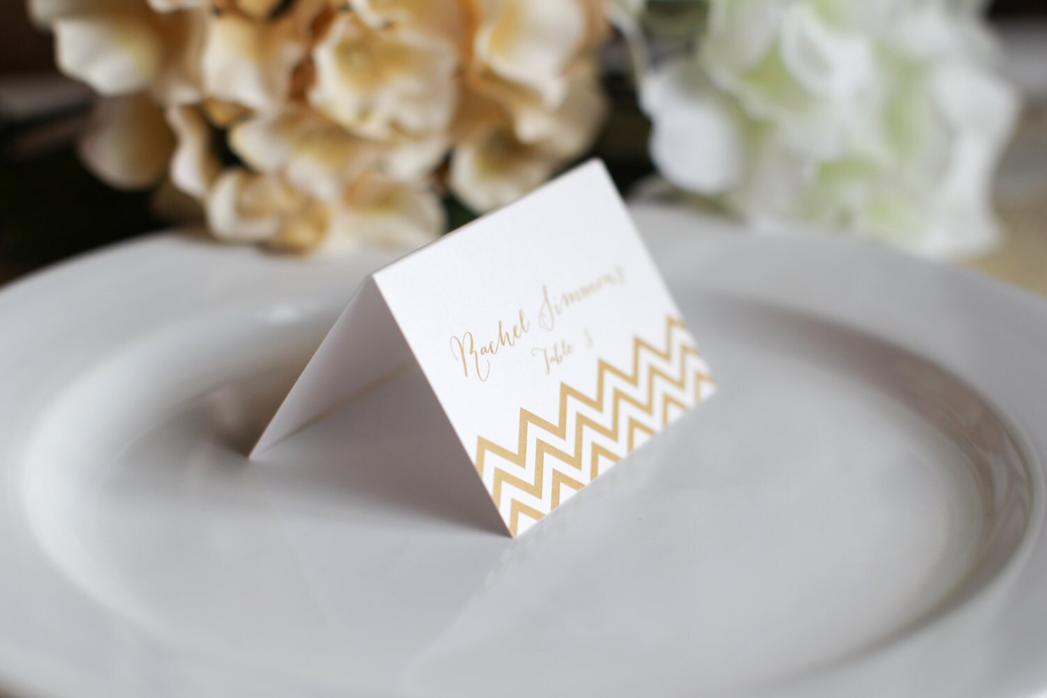 Wedding Custom Customize Chevron Place Cards Simple Elegant | Etsy