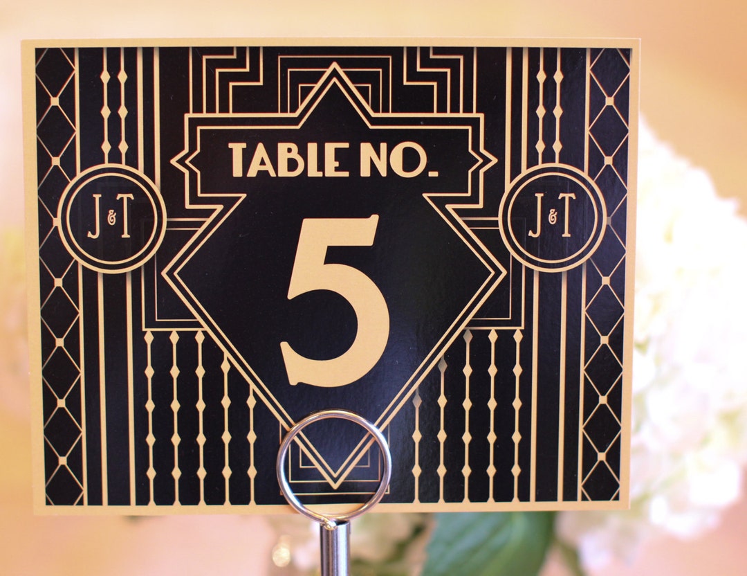 15 Piece - Table Numbers Printed Wedding Gatsby Art Deco 20's Inspired ...