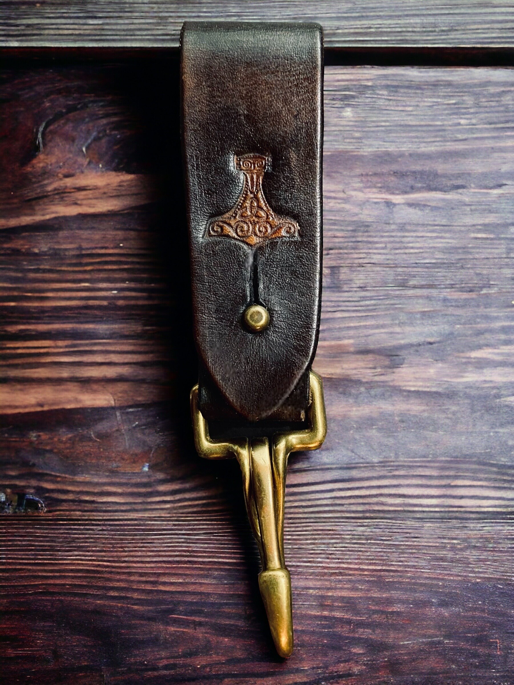 Leather Key Fob, Black Key Fob, Thors Hammer, Black Leather, Mens Gift ...