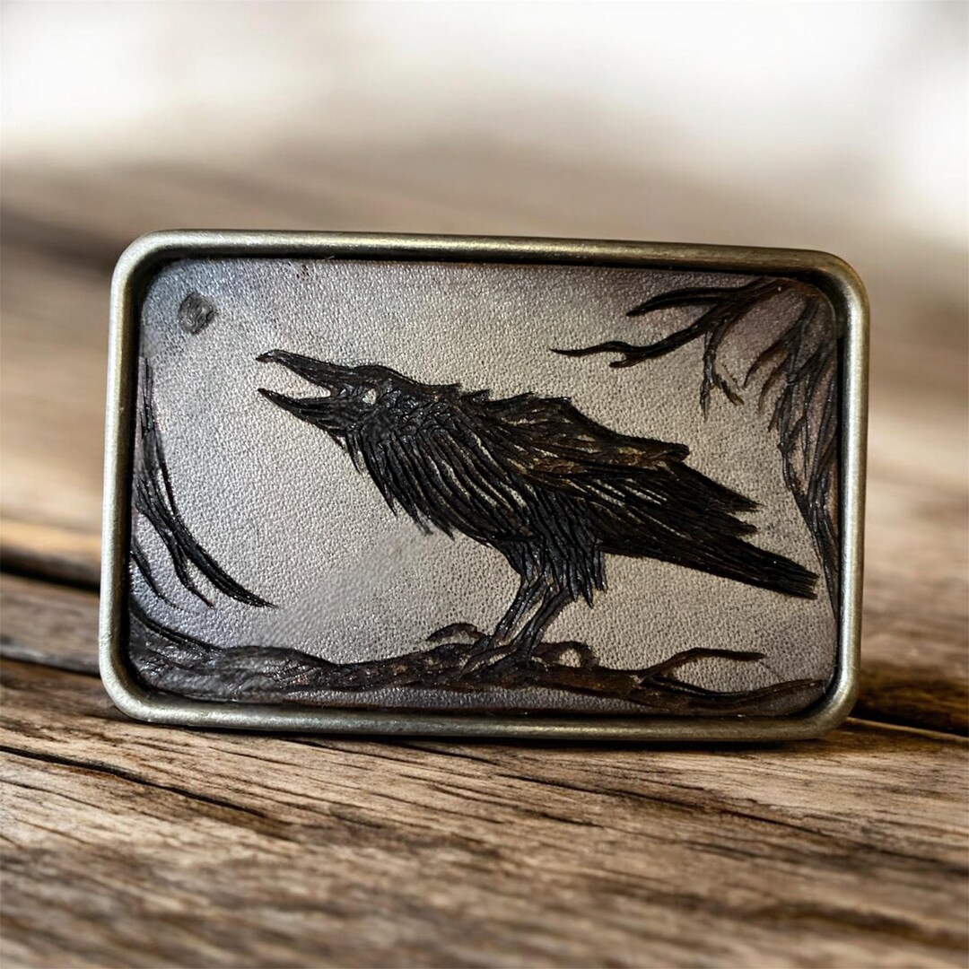Raven Belt Buckle, Black Leather Belt, Gift for Him - Etsy