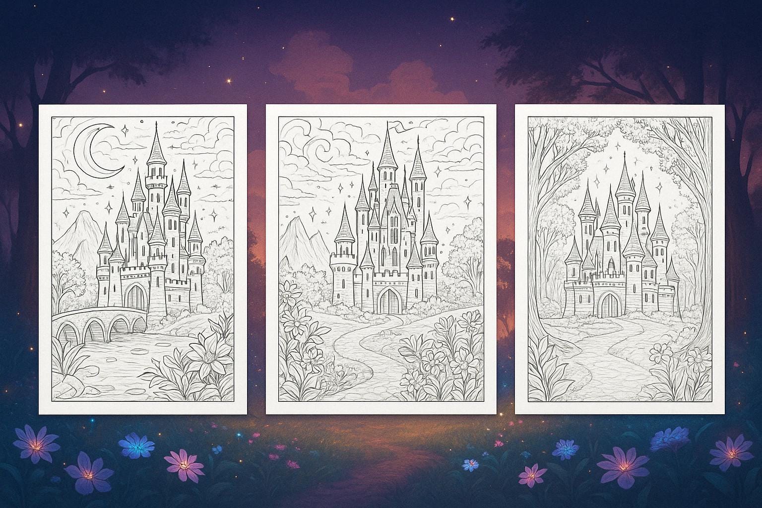 Fantasy Castles – 10 Magical Coloring Pages for Adults and Children ...