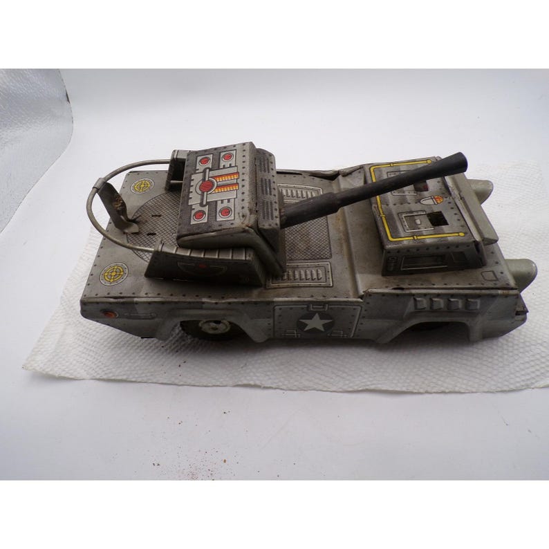 Vintage Made in Japan Tin Litho Battery Operated Space Tank Toy ...