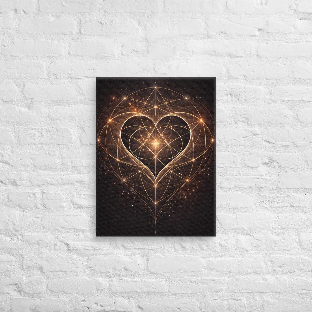 Sacred Geometry Union Canvas Print | Golden Geometric Heart Wall Art ...