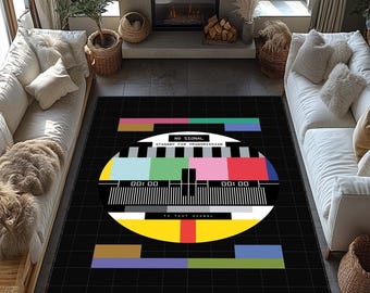 Retro TV Test Pattern Rug, No Signal Rug, Eye-catching Retro Style, TV ...