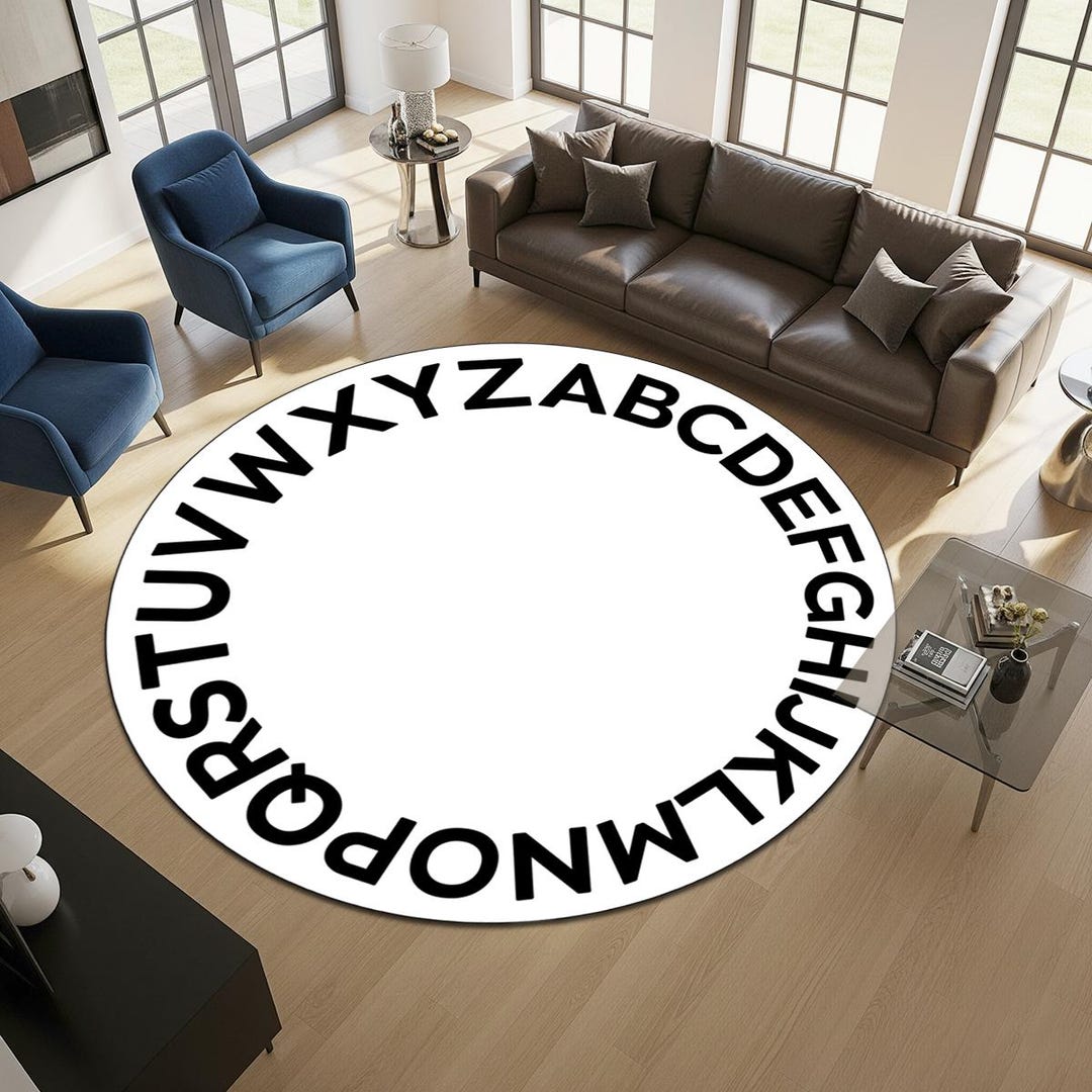 Alphabet Round Rug, Kids Nursery Decor, Custom Letter Rug - Etsy