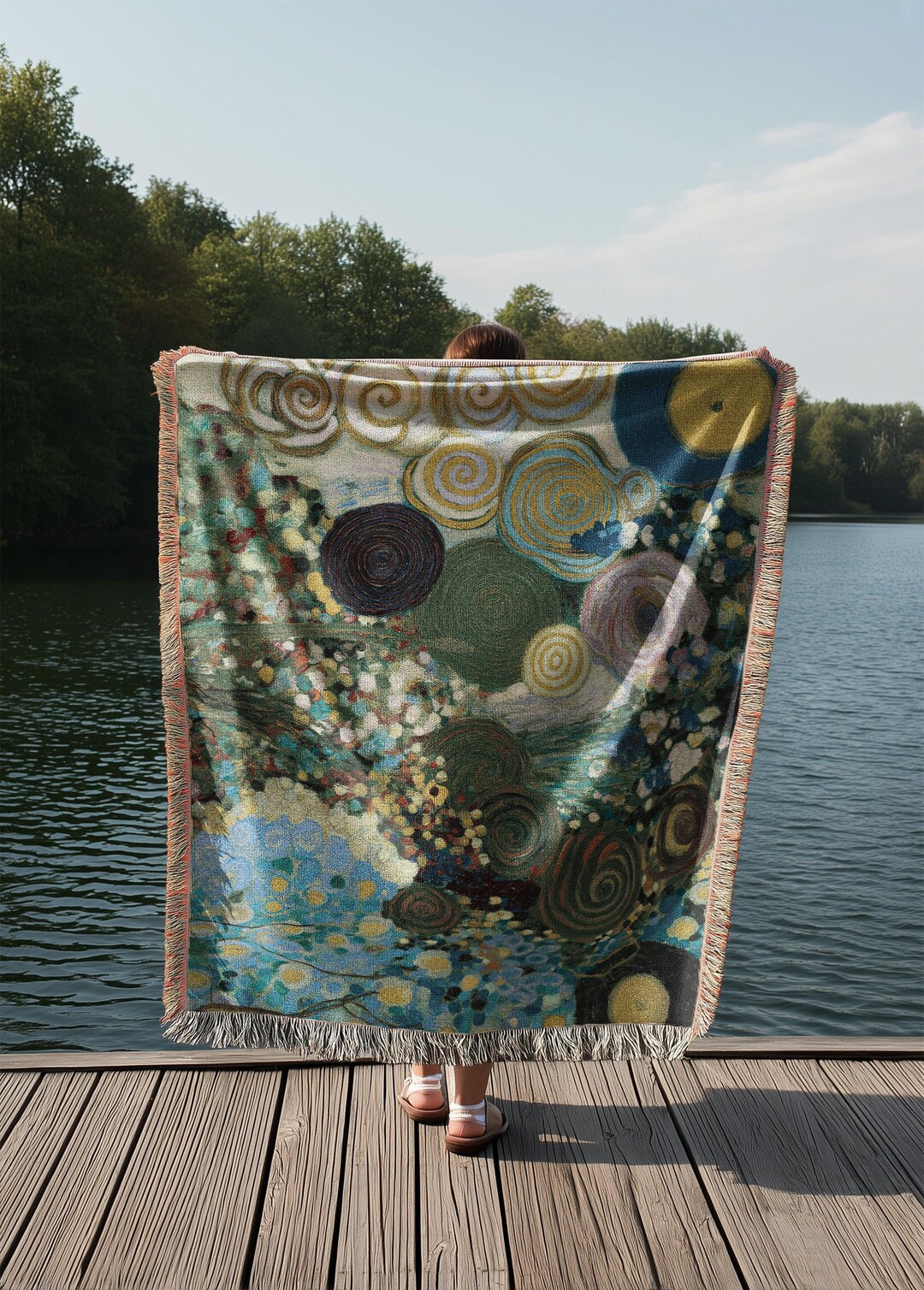 Art Nouveau Mosaic Pattern Woven Throw Blanket, Klimt Style Wall ...