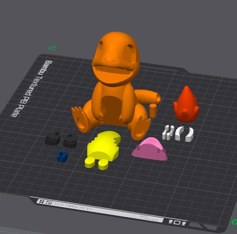 Charmander STL - Multipart Pokémon 3D Print Model - STL & 3MF Files ...