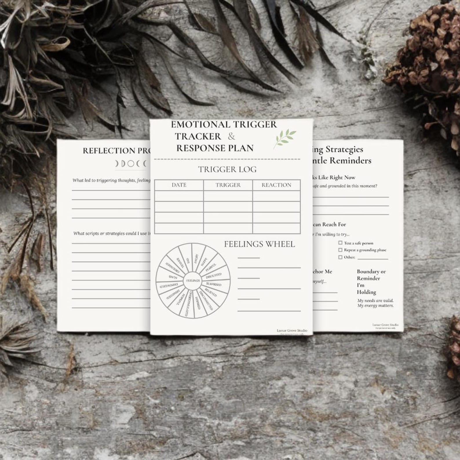 Emotional Trigger Tracker Printable | 3-page PDF for Self Awareness ...