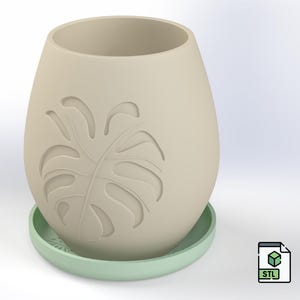 Monstera Tropical Planter STL | 3D Printable Pot With Tray | Indoor ...