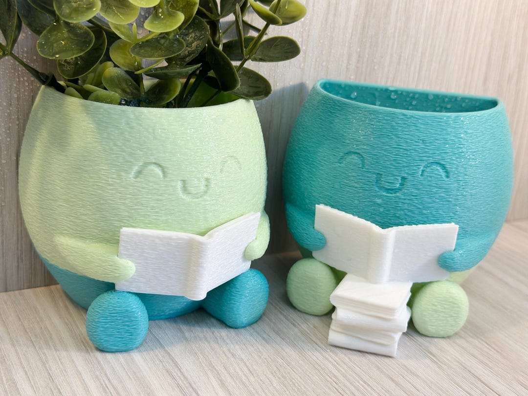 Wall Reading Buddy Planter With Tray | Fuzzy 3D Printed Pot for Desk or ...