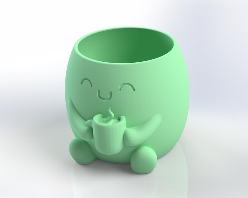 Coffee Lover Planter STL | Cute 3D Printable Mug Pot | Succulent Desk ...