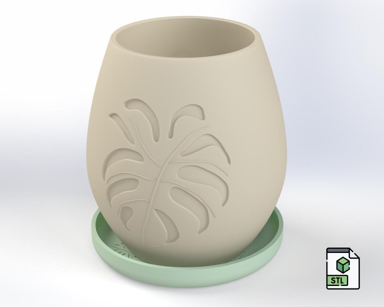 Monstera Tropical Planter STL | 3D Printable Pot With Tray | Indoor ...