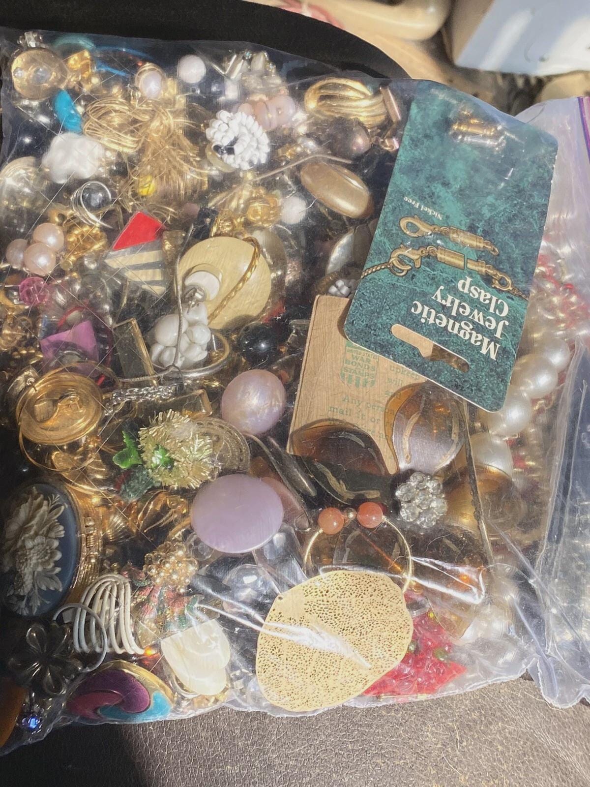 1/4 Lb Pound Costume Jewelry Parts Lot: Rhinestones, Gold & Silver Tone ...