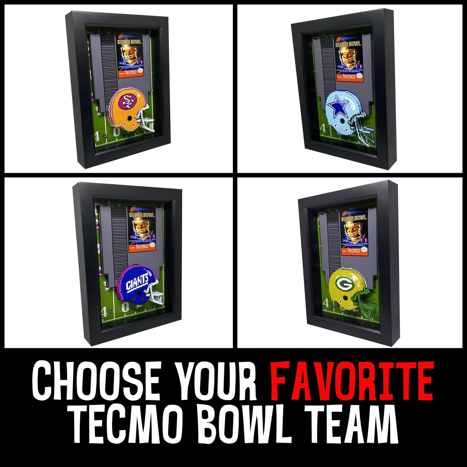 Tecmo Bowl Nintendo Art NFL Helmet 3D Art 8 Bit Art NFL Art - Etsy