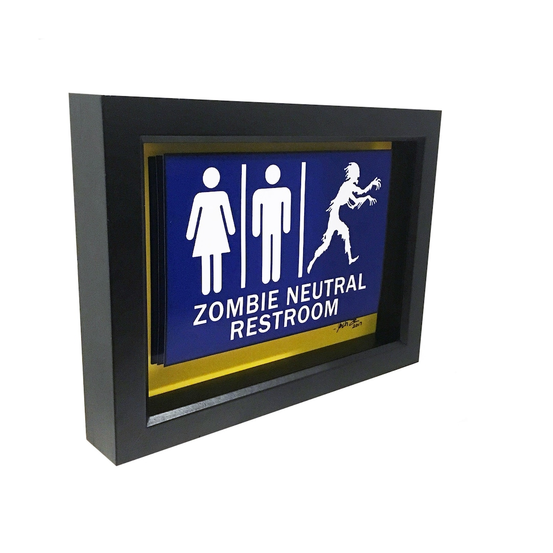 3D Zombie Bathroom Sign: Funny Horror Restroom Art, Framed - Etsy