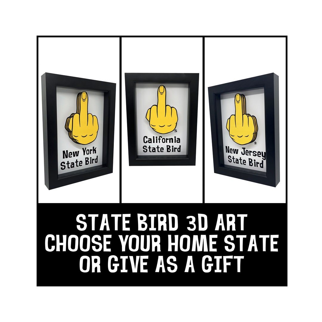 Middle Finger Art State Bird Art 3D Art Middle Finger Print - Etsy
