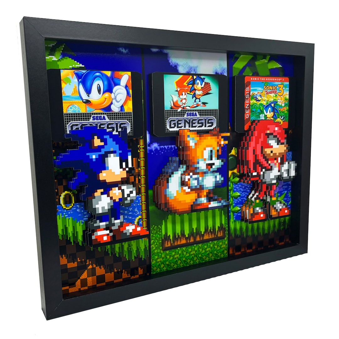 Sonic the Hedgehog Pixel Art: Sega Genesis 3D Shadow Box (11x14) - Etsy
