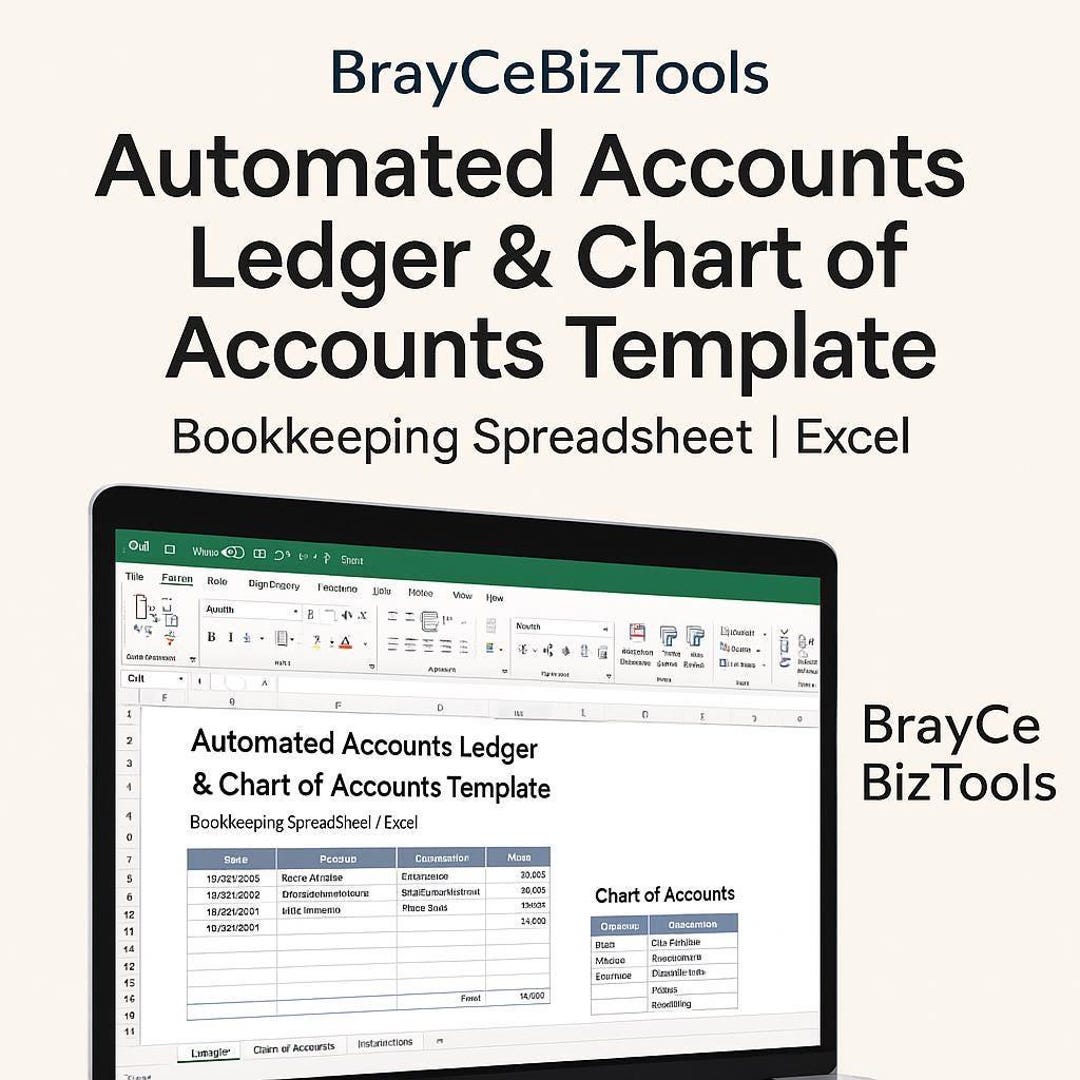 Automated Ledger & Chart of Accounts | Excel Bookkeeping Template ...