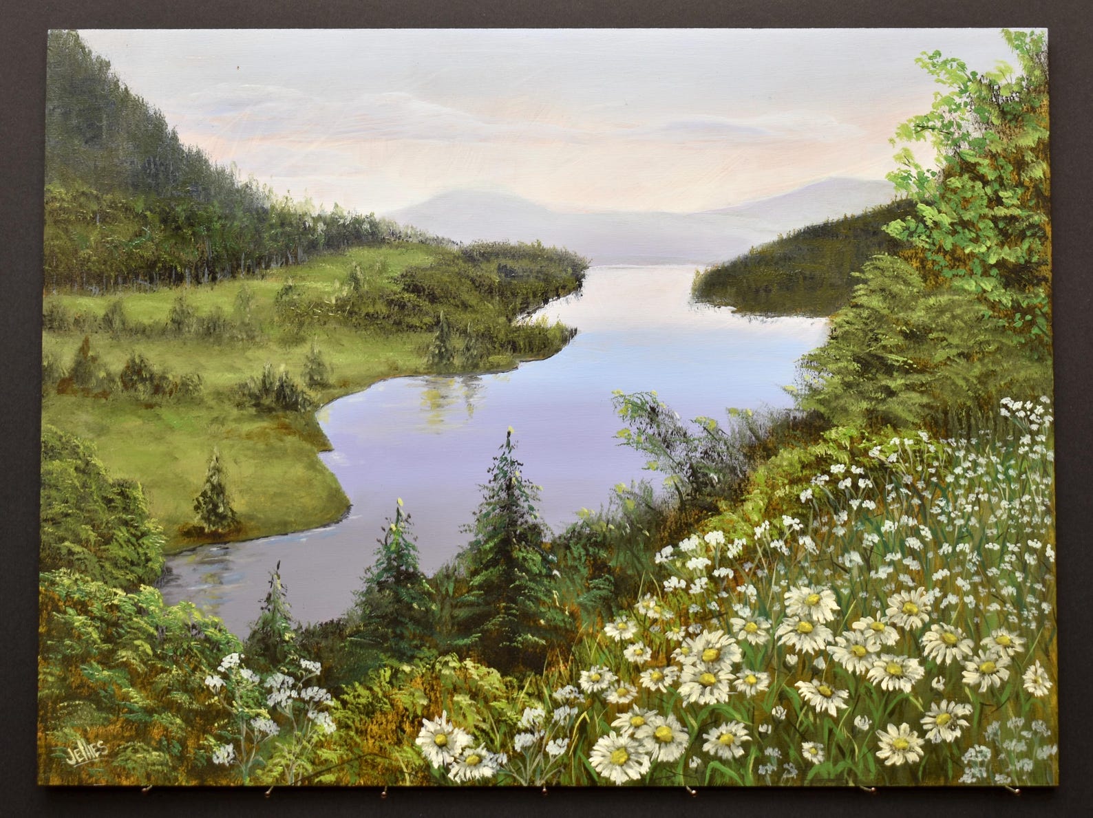 Small Original Oil Painting, Landscape River, Woods, Trees, 9 X 12 ...