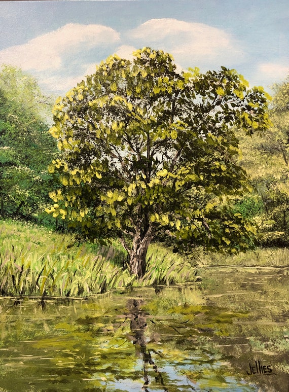 Small Original Oil Painting Landscape River Woods Trees 6 | Etsy