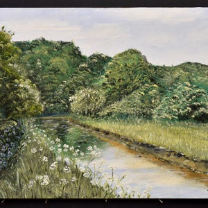 Small Original Oil Painting, Landscape River, Woods, Trees, 6 X 8 ...