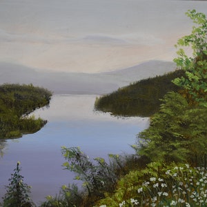 Small Original Oil Painting, Landscape River, Woods, Trees, 9 X 12 ...