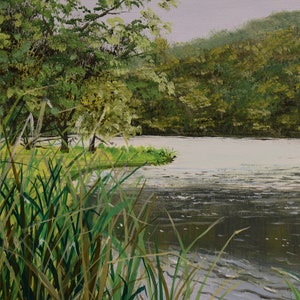 Small Original Oil Painting, Landscape River, Woods, Trees, 8 X 10 ...
