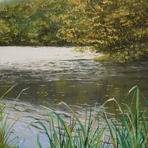 Small Original Oil Painting, Landscape River, Woods, Trees, 8 X 10 ...