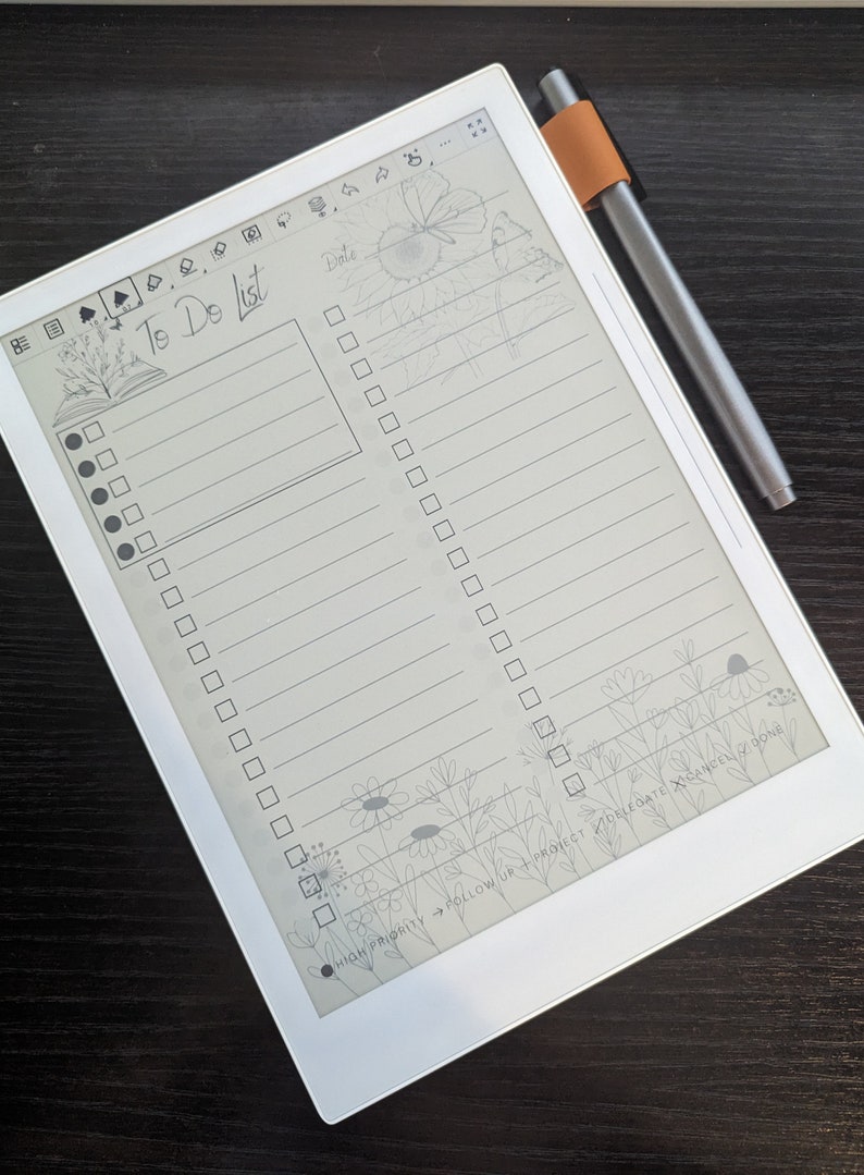 Supernote A5 A5X Template To Do List Wildflowers Etsy Supernote A5 A5X Template To Do List Wildflowers Etsy
