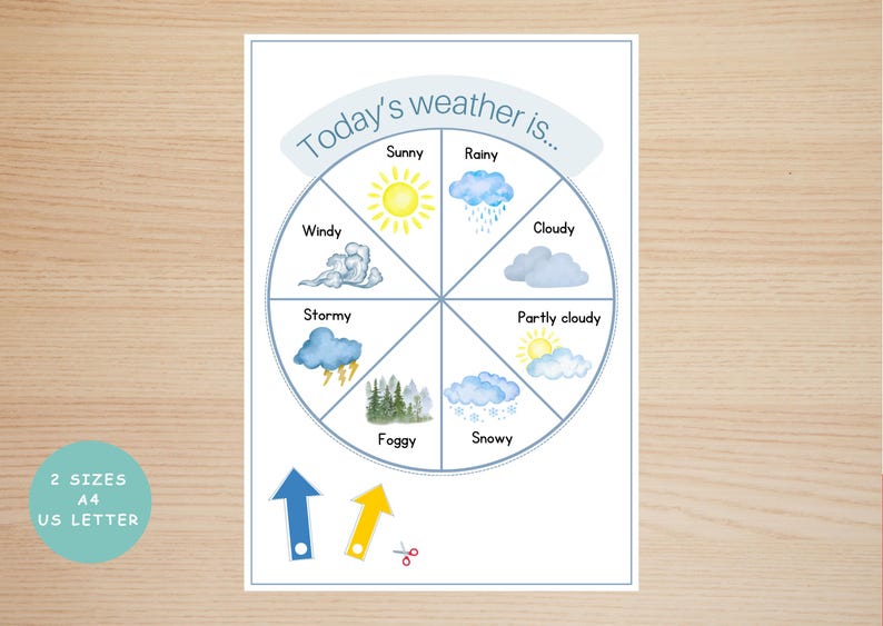 Weather Wheel Printable for Kids | Weather Chart Learning Activity ...