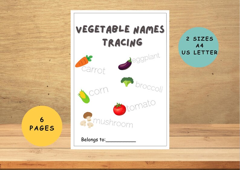 Vegetable Name Tracing Worksheet: Handwriting Practice (digital ...