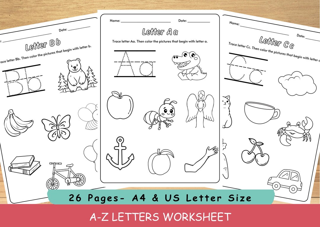 Alphabet Tracing Worksheets A to Z for Kids - Etsy