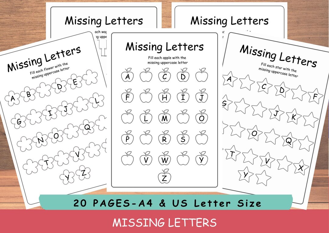 20 Missing Letters Worksheets | Uppercase - Lowercase Alphabet Practice ...