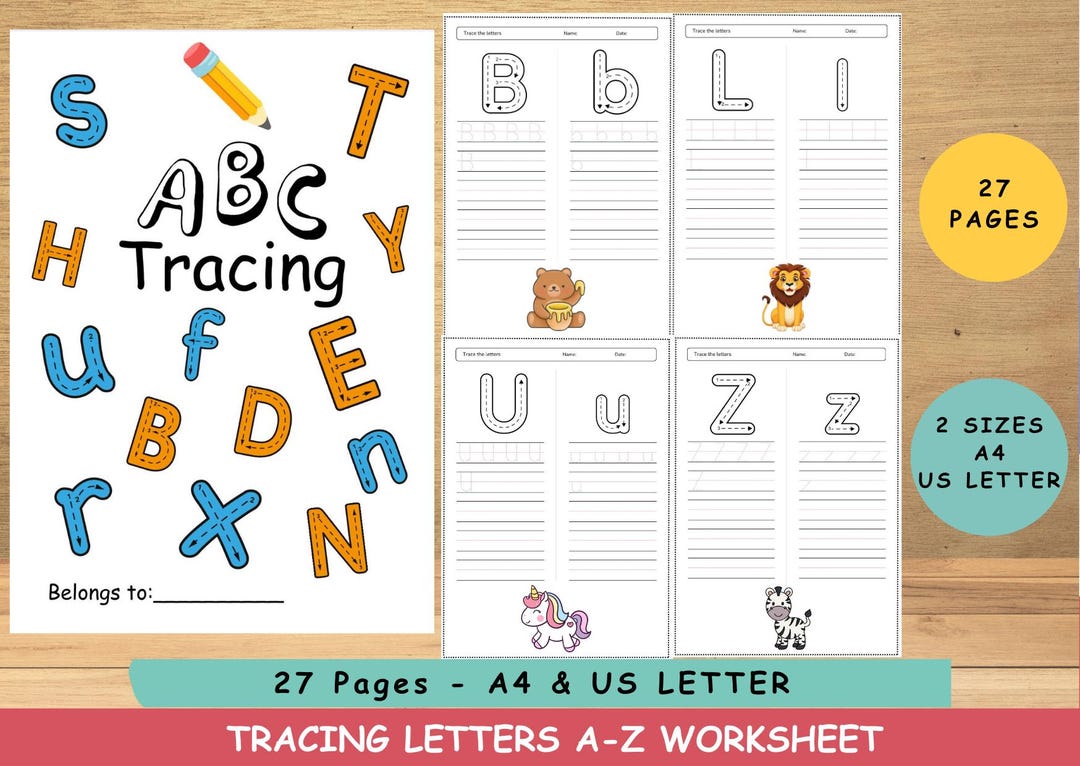 26 ABC Tracing Worksheets | Alphabet Letter Tracing Printable ...