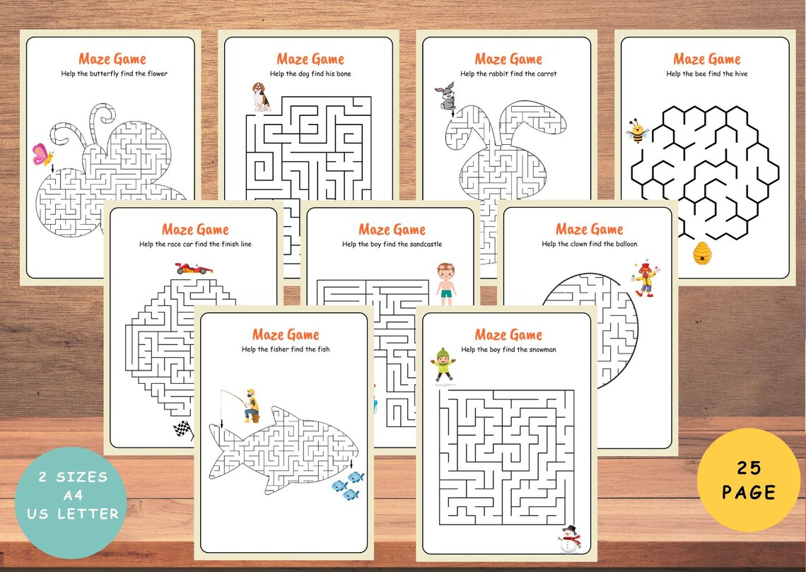25 Educational Maze Worksheets for Kids | Printable Puzzles | Preschool ...