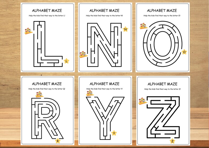 Alphabet Worksheet, ABC Letter Maze Game Puzzle Game, Preschool ...
