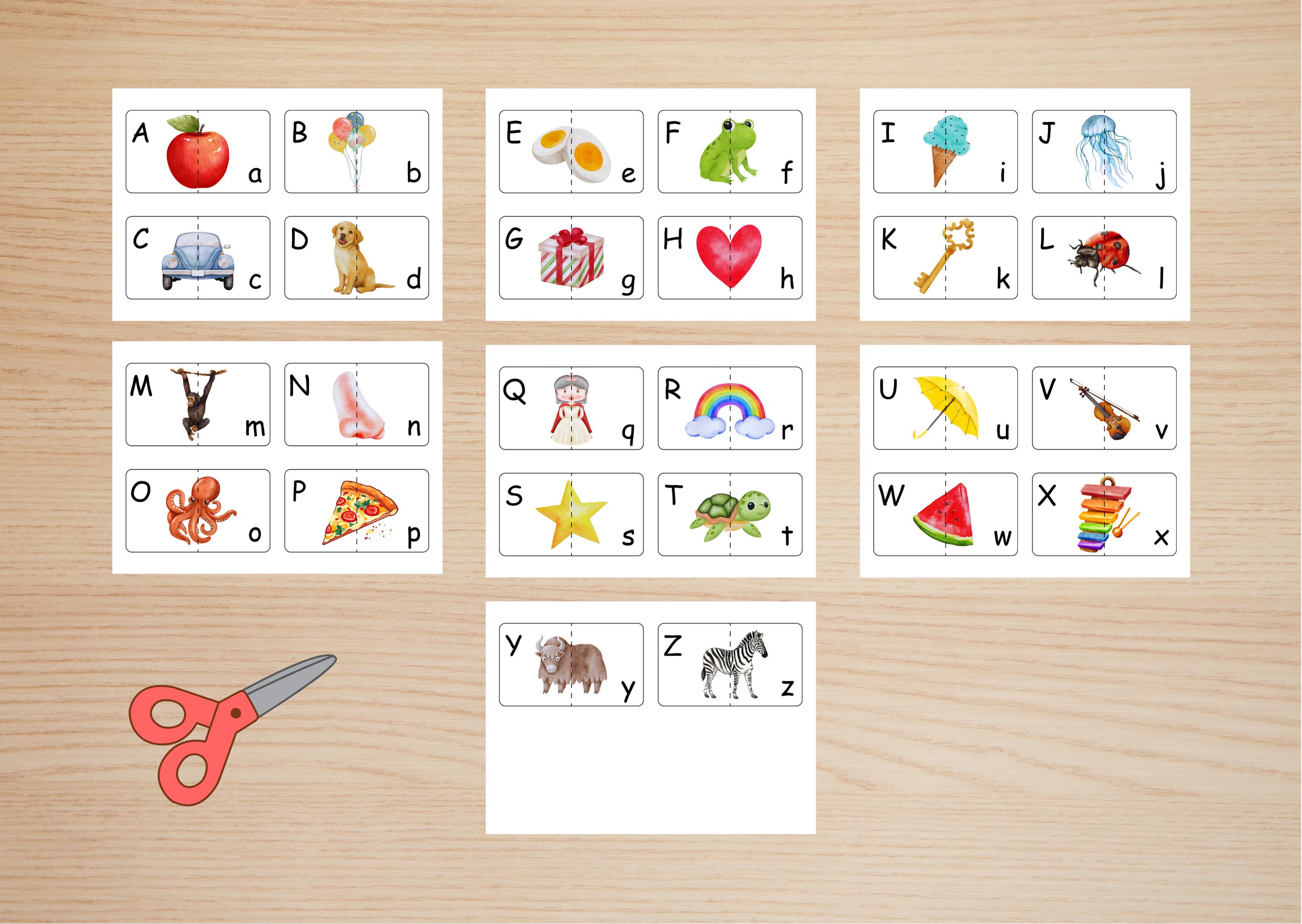 ABC Matching Cards –uppercase Lowercase Learning Game, Preschool Letter ...
