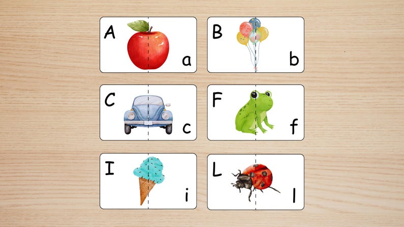 ABC Matching Cards –uppercase Lowercase Learning Game, Preschool Letter ...