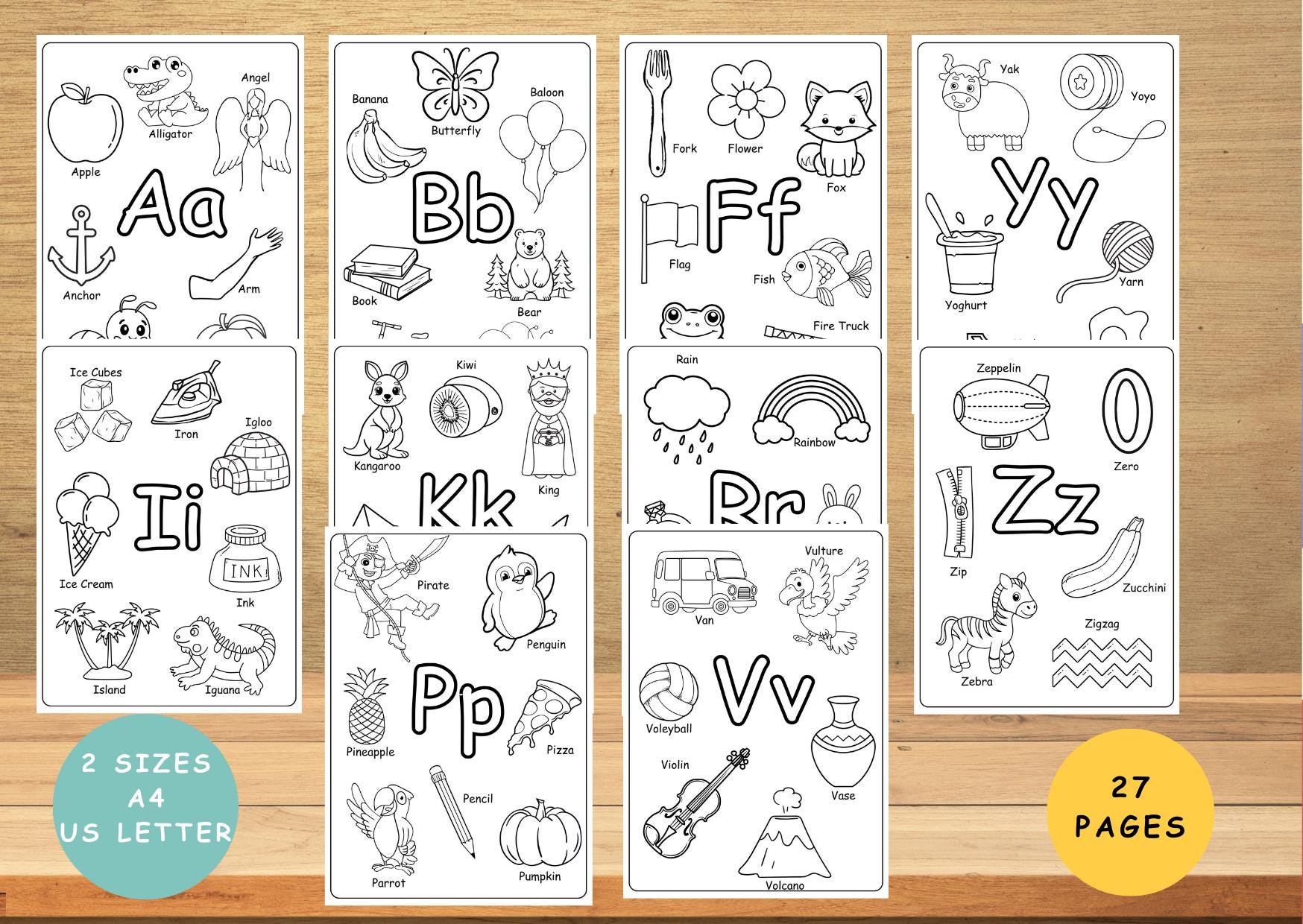26 Alphabet Coloring Pages | Letters and Objects Coloring Worksheets ...
