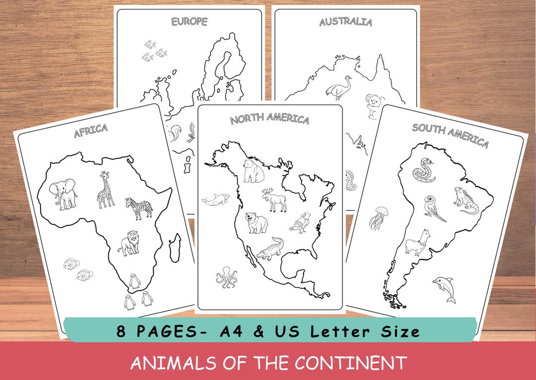 Continent Animal Map | Educational Geography Worksheet for Kids | World ...
