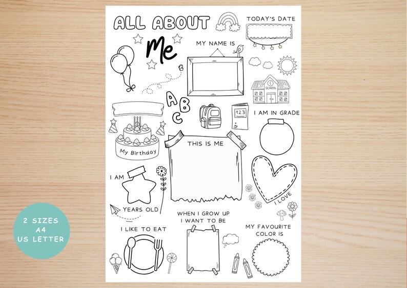 All About Me Printable Worksheet | Back to School Activity | First Day ...