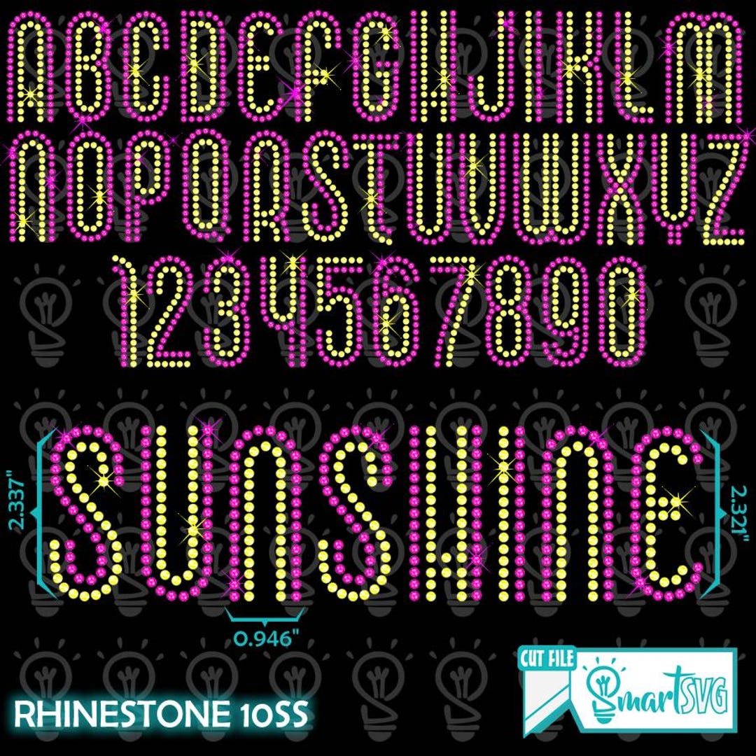 Rhinestone Template Font 2 Colors, Rhinestone Retro Font Svg ...