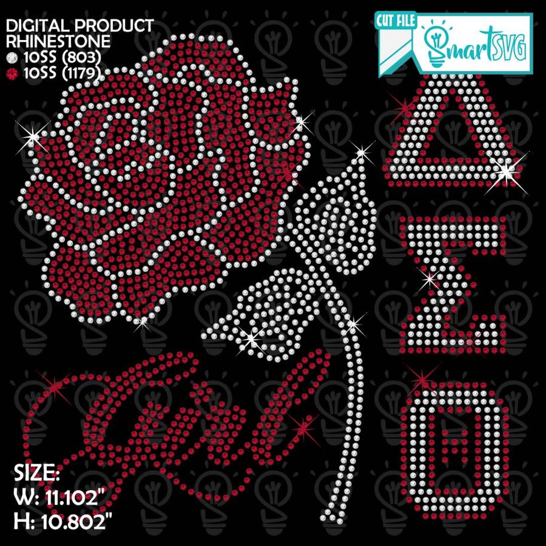 Delta Sigma Theta Rose Rhinestone, Dst 1913 Rhinestone Svg, Dst ...