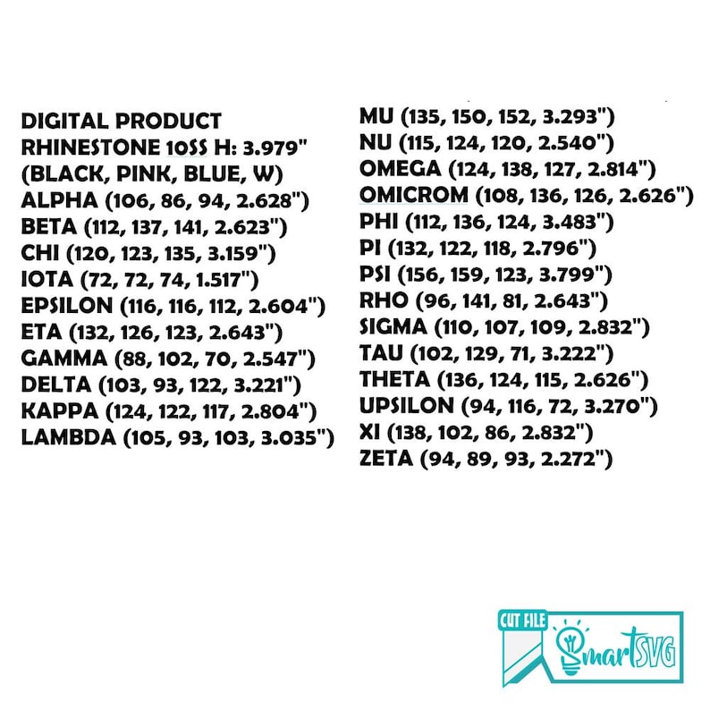 Rhinestone Template Greek Font 2 Colors, Rhinestone Greek Alphabet Svg ...