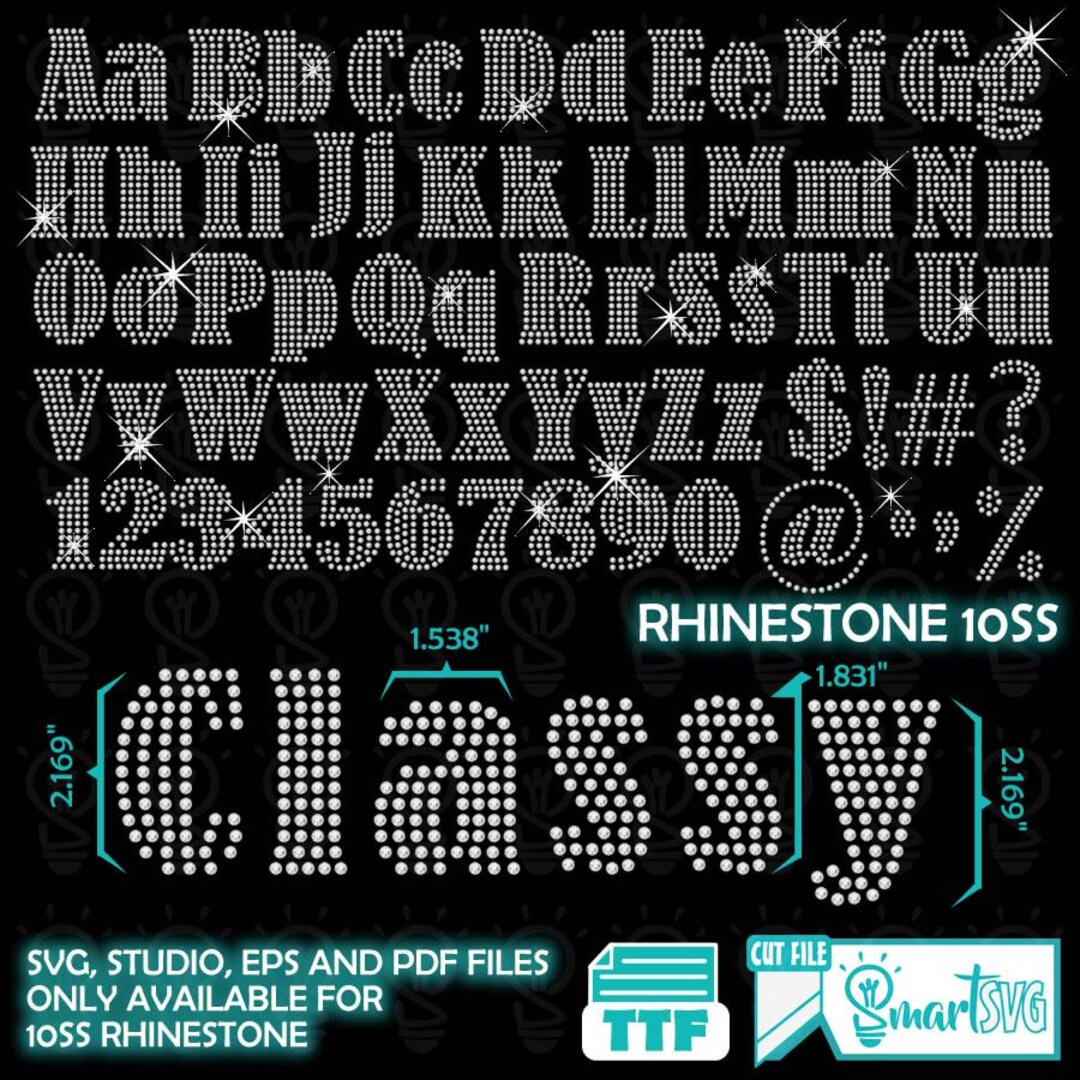 Rhinestone Template Font TTF, Rhinestone Font Svg, Rhinestone Capital ...