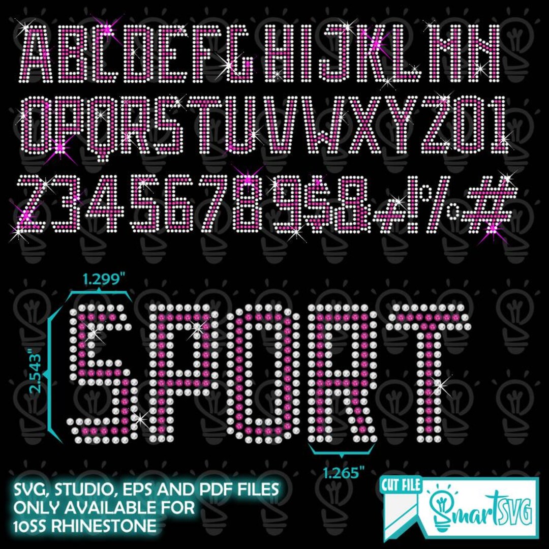 Rhinestone Template Font 2 Colors, Rhinestone Capital Letters ...